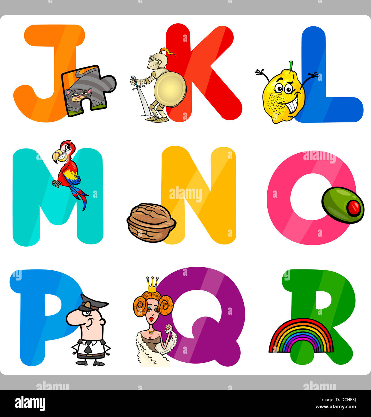 Cartoon Illustration of Funny Capital Letters Alphabet with Objects for ...