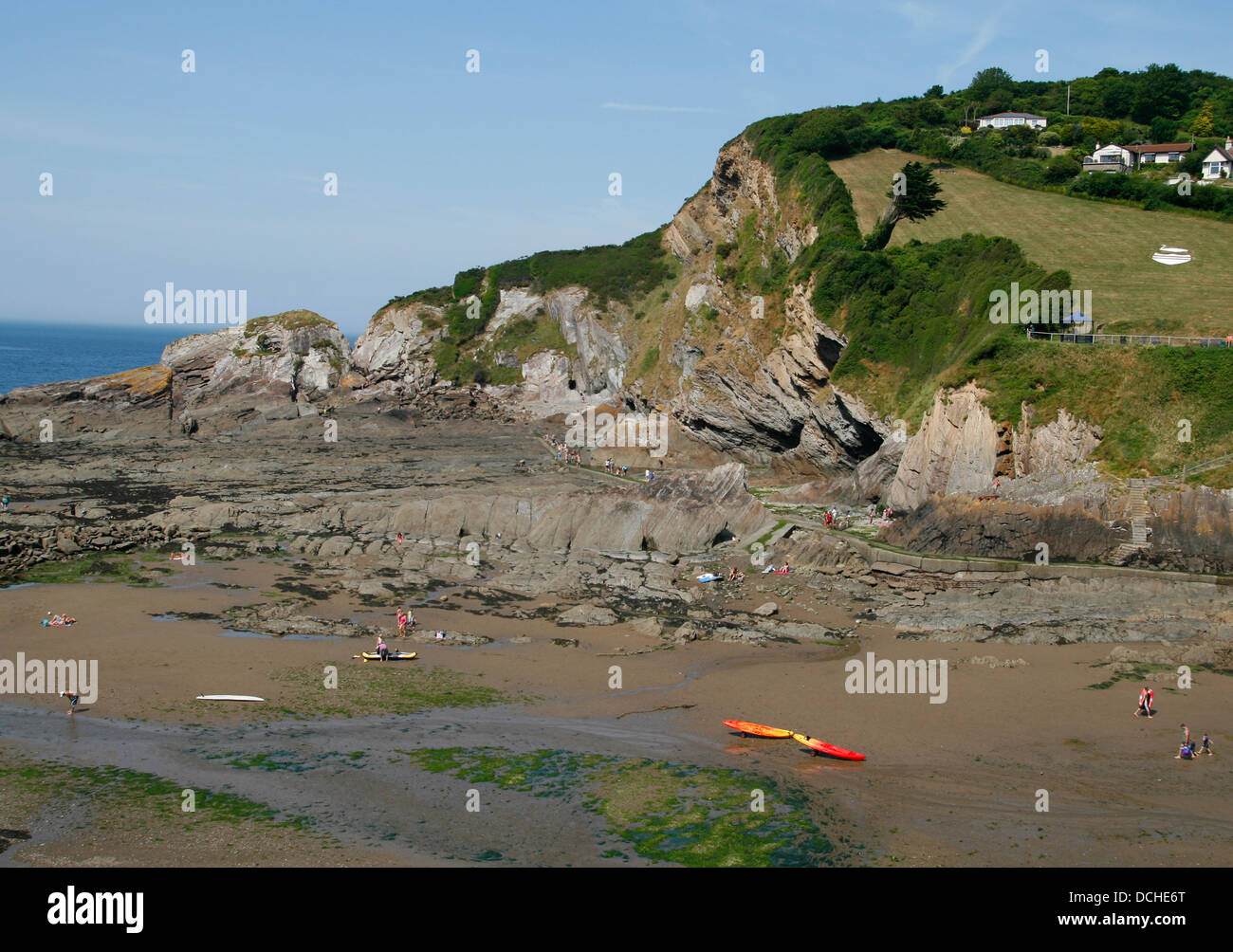 Beach and cliffs Coombe Martin Devon England UK Stock Photo - Alamy