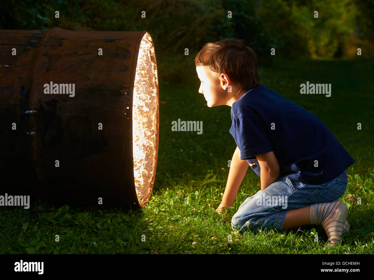 Child boy find treasure in hi-res stock photography and images - Alamy