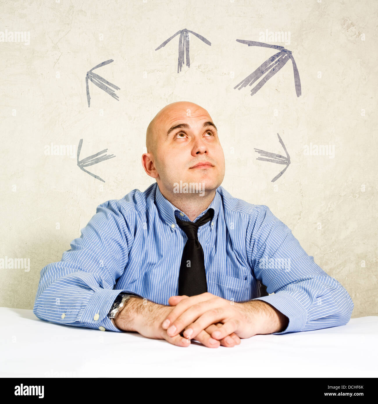 Business man looking upward. Business choice or business options ...