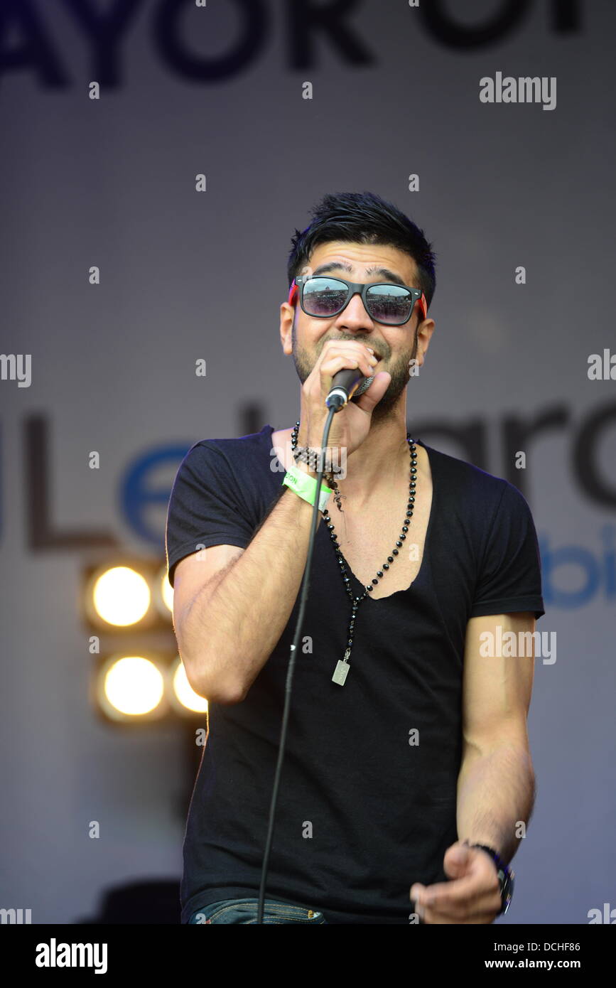 London, UK. 17th Aug, 2013. Singer Hassen Rasool preforms at the Eid al ...