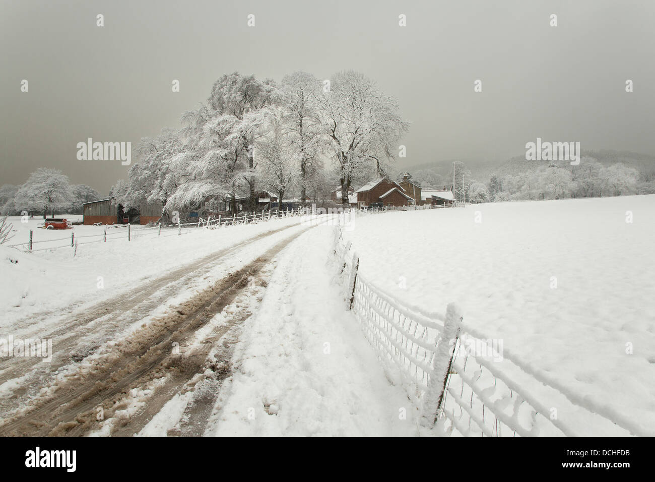 Farmhouse in winter snow, Hutton, Guisborough Stock Photo - Alamy