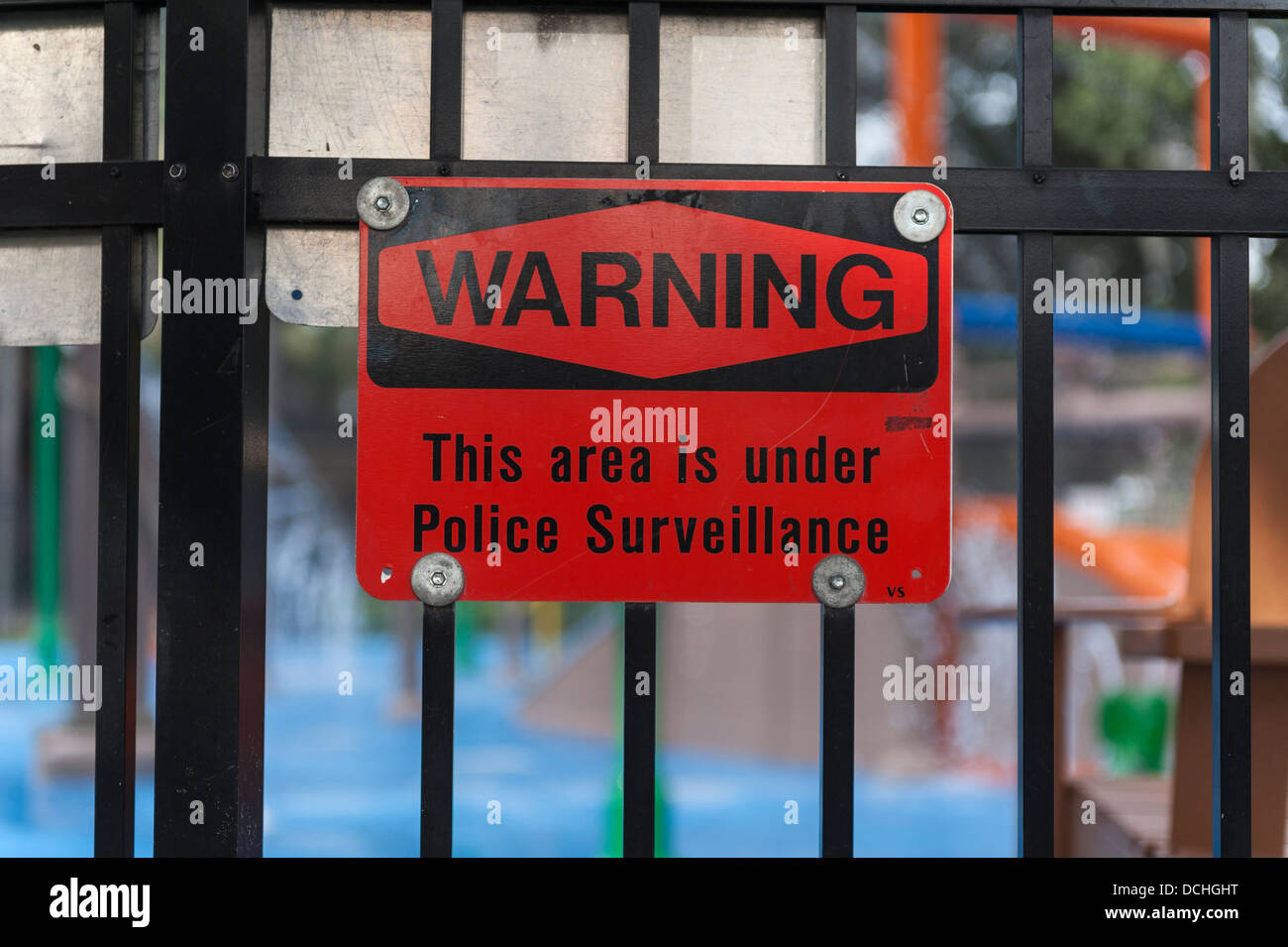 A Police Warning sign Under Police Surveillance Tavares Water Park in ...