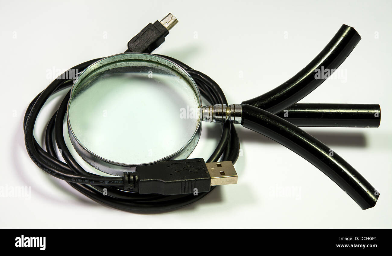 Magnifying Glass and three handles Stock Photo - Alamy