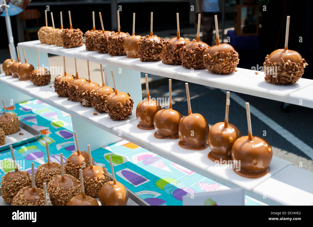 Carmel apples on display Stock Photo - Alamy