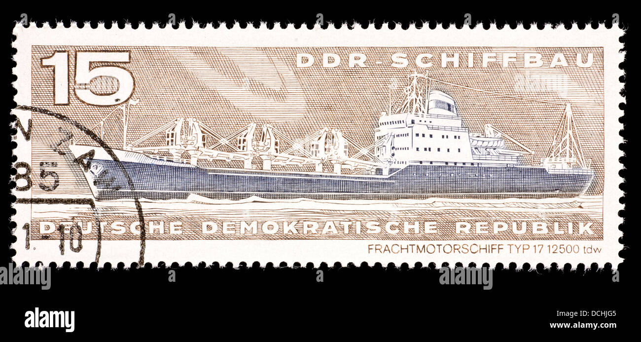 Postage stamp from East Germany (DDR) depicting a type 17 cargo ship ...