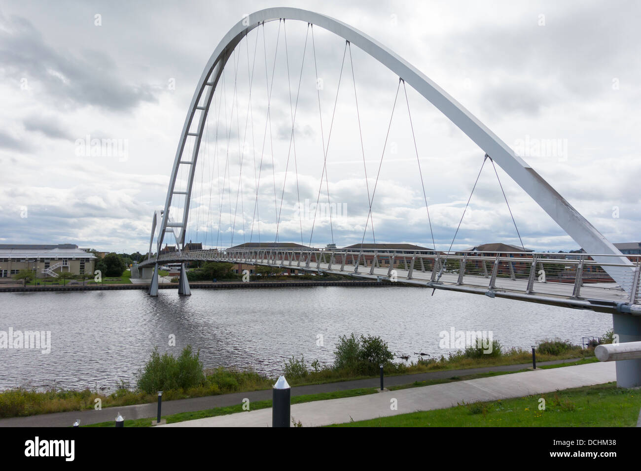 The Infinity Bridge a pedestrian crossing of the river Tees at Stockton ...