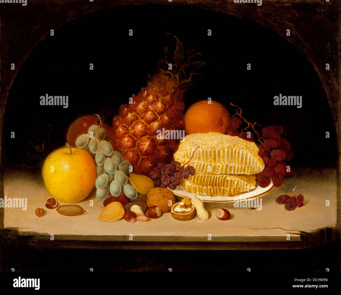 A classic still life painting showcasing a collection of objects ...