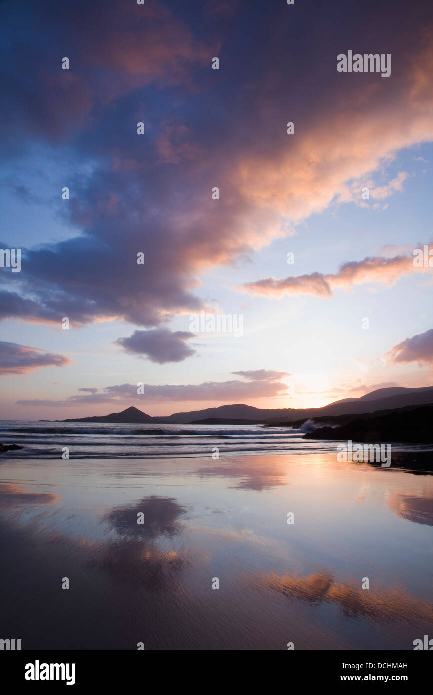 Sunset At Whitestrand Beach Near Castlecove; County Kerry, Ireland ...