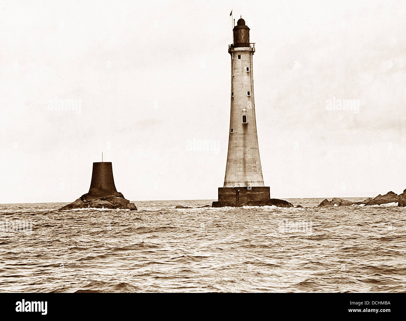 Eddystone Lighthouse Cornwall Victorian period Stock Photo - Alamy