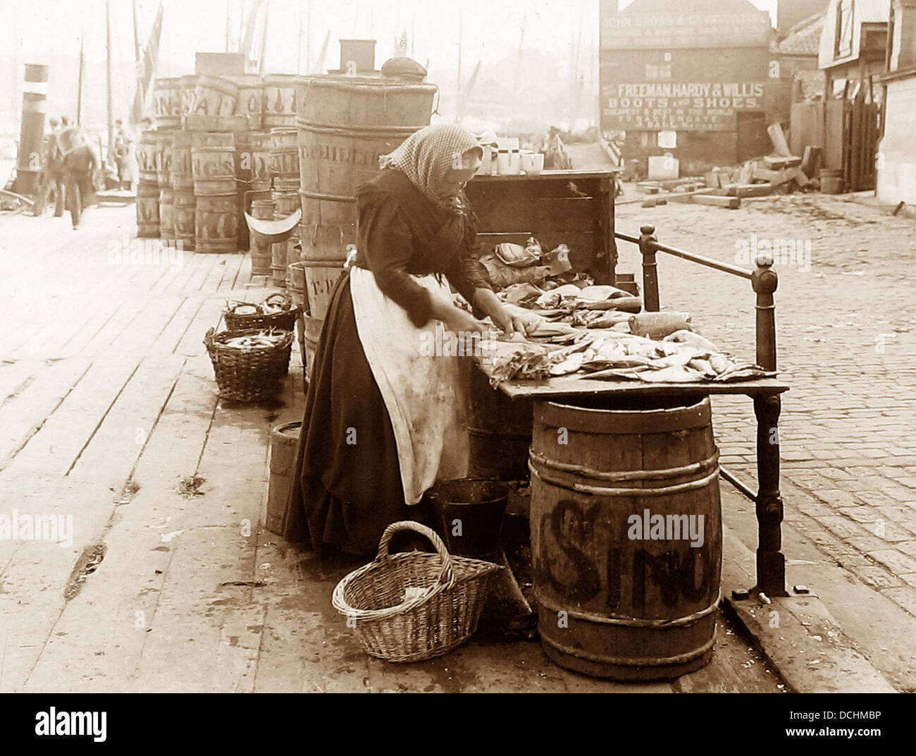 Whitby Fish Stall Victorian period Stock Photo - Alamy