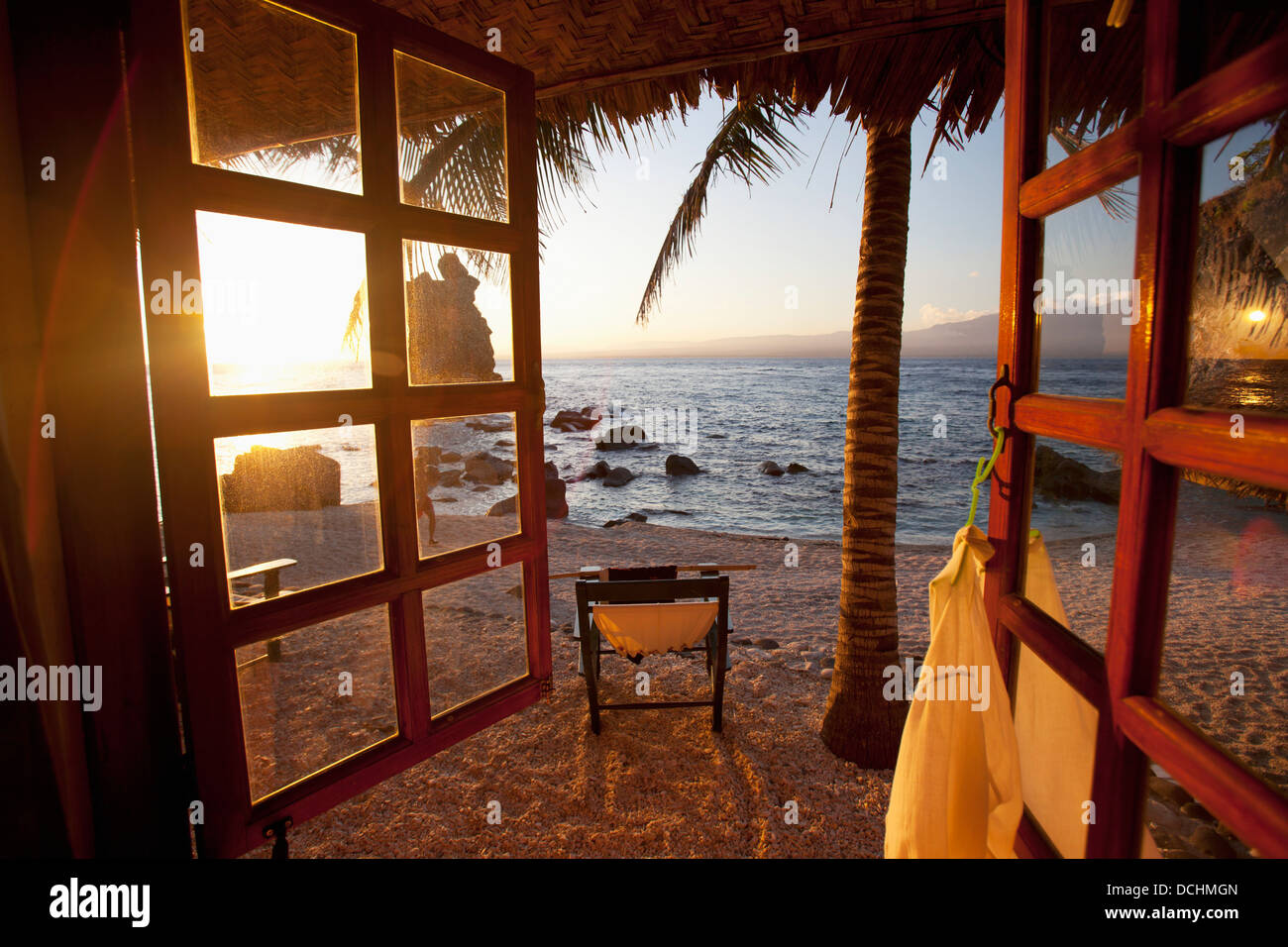 Beach View From Resort Window; Apo Island, Philippines Stock Photo - Alamy