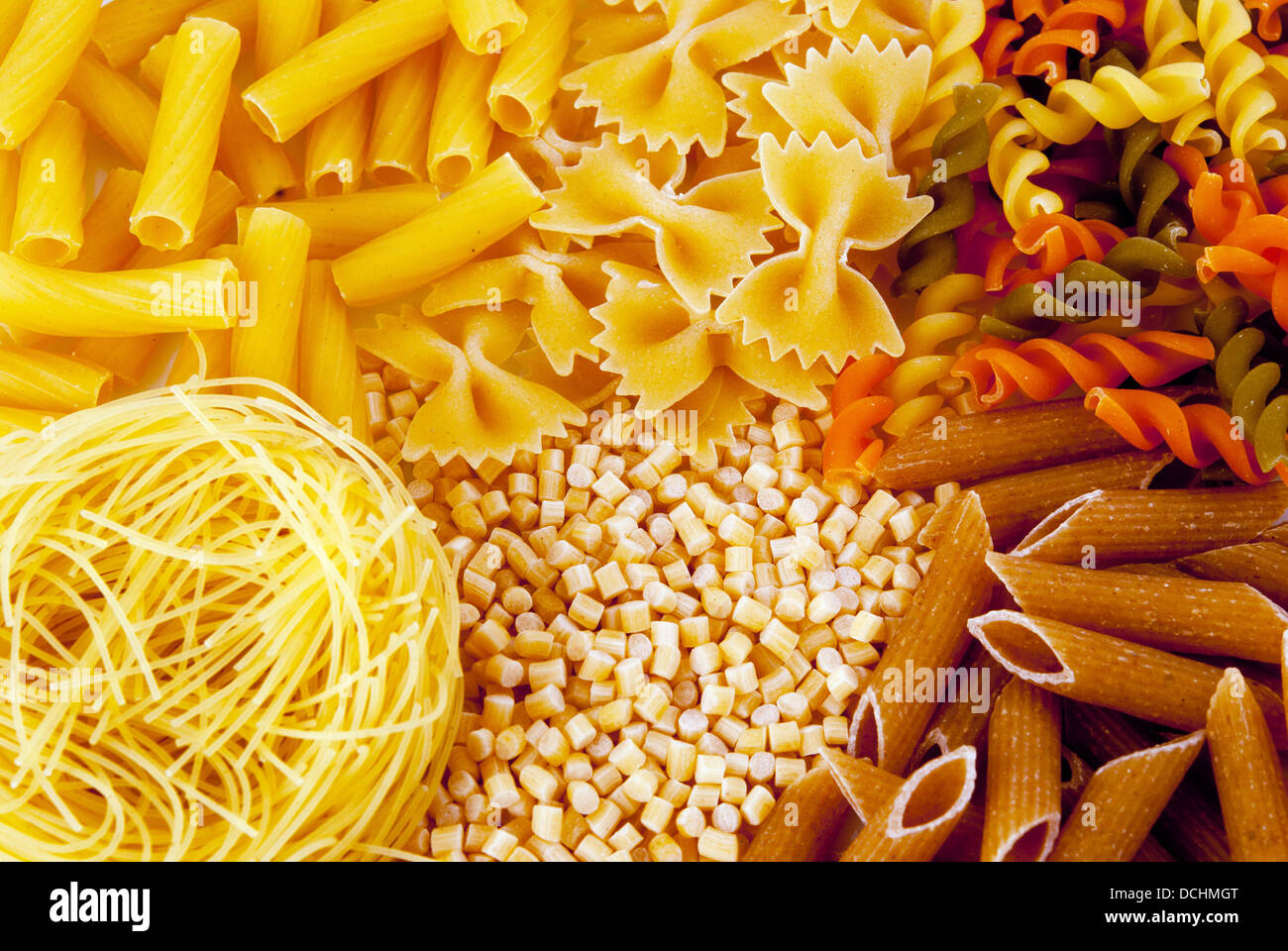 Many types of pasta composition Stock Photo - Alamy