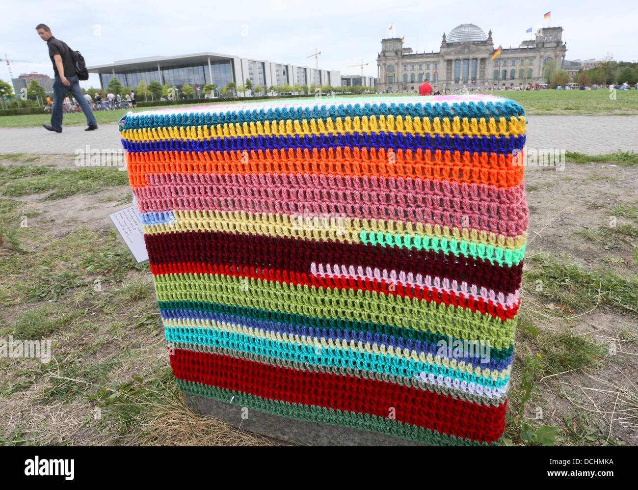 Berlin, Germany. 18th Aug, 2013. Shut-off blocks are veiled with a ...