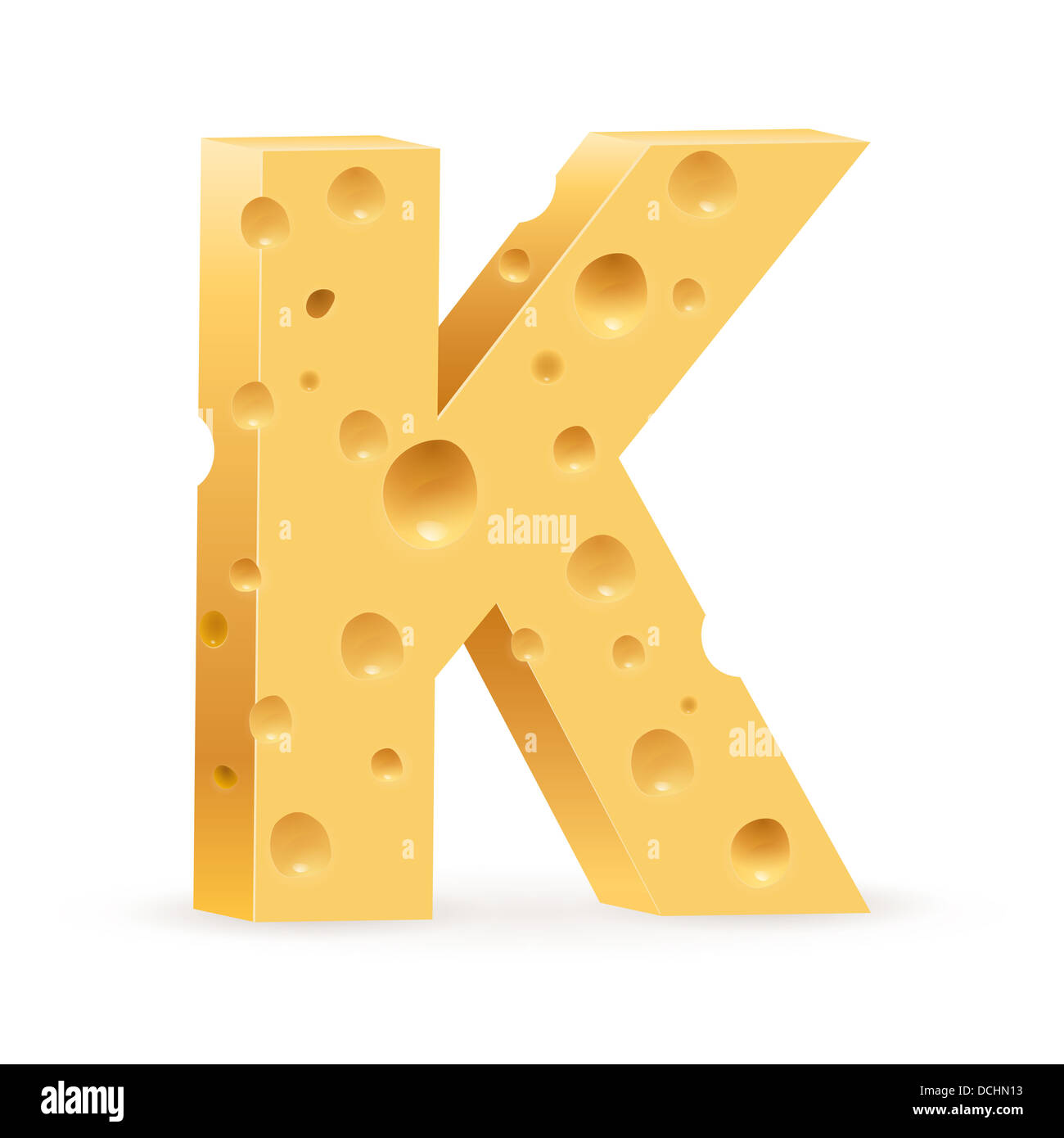 Cheese font K letter. Illustration on white Stock Photo - Alamy