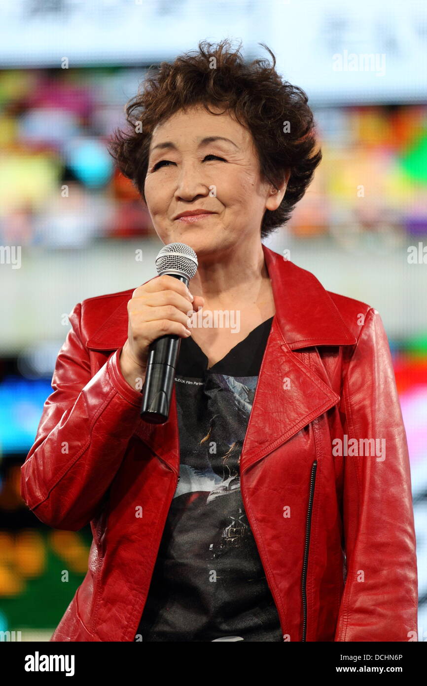 Tokyo, Japan - August 15, 2013 : Tokiko Kato, a singer, made a speech ...