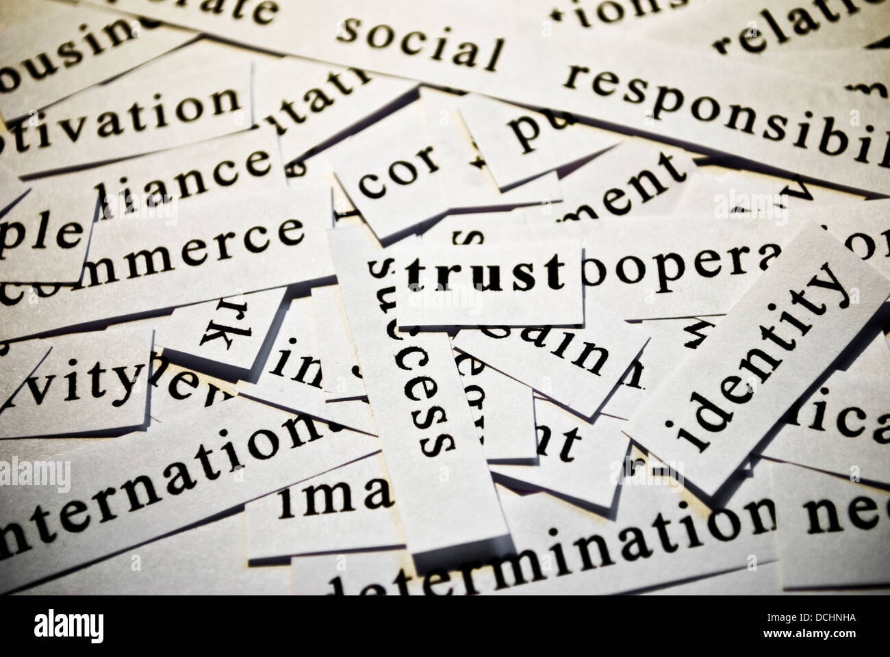 Trust. Concept of cut-out words related with business activity Stock ...