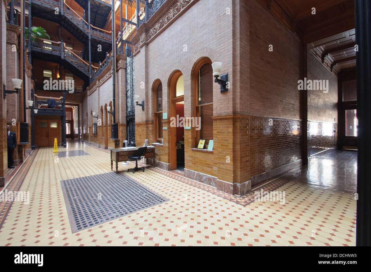 Historic Bradbury Building in downtown Los Angeles. Frequently used as ...