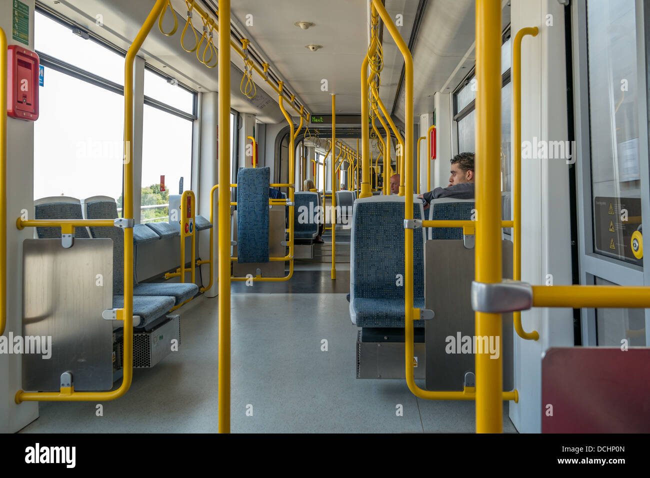 Inside a Greater Manchester Metrolink Tram Stock Photo - Alamy