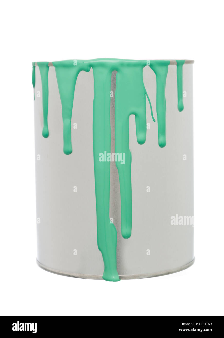 Paint Can with Green spill Stock Photo - Alamy
