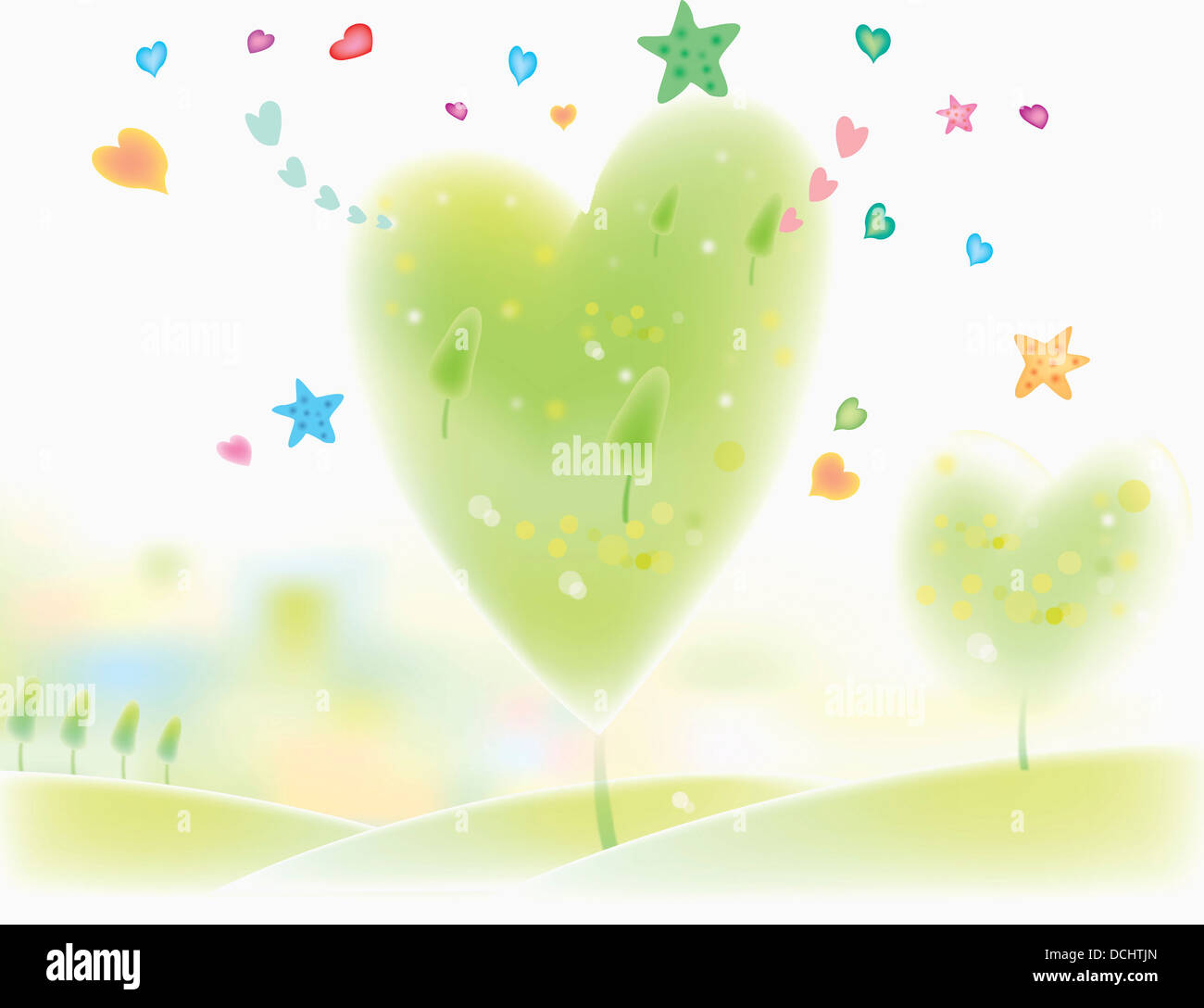 illustration of a heart trees Stock Photo - Alamy