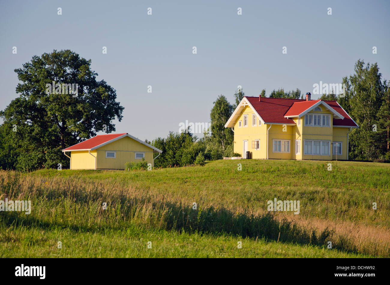 beautiful new private house near forest on hill. Rural area, Europe ...