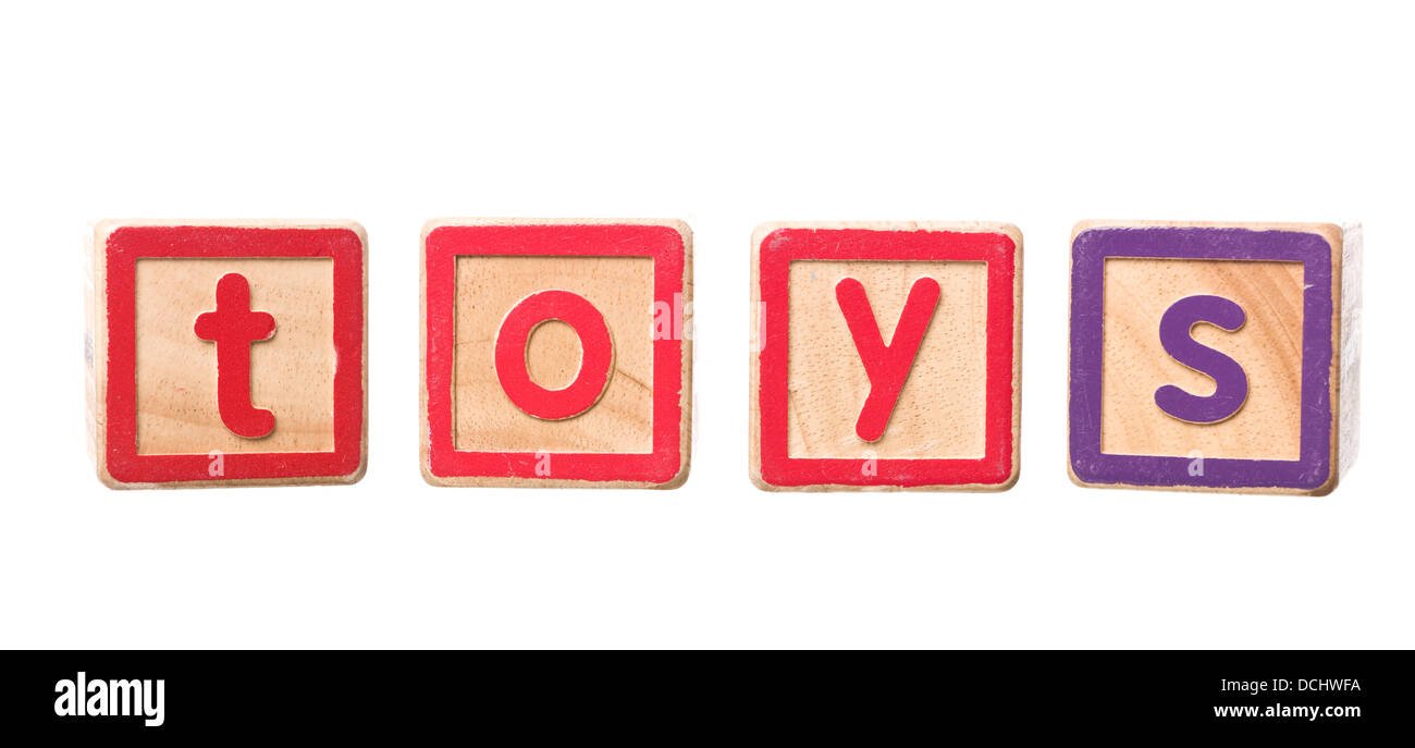 The word toys built by Play Blocks Stock Photo - Alamy
