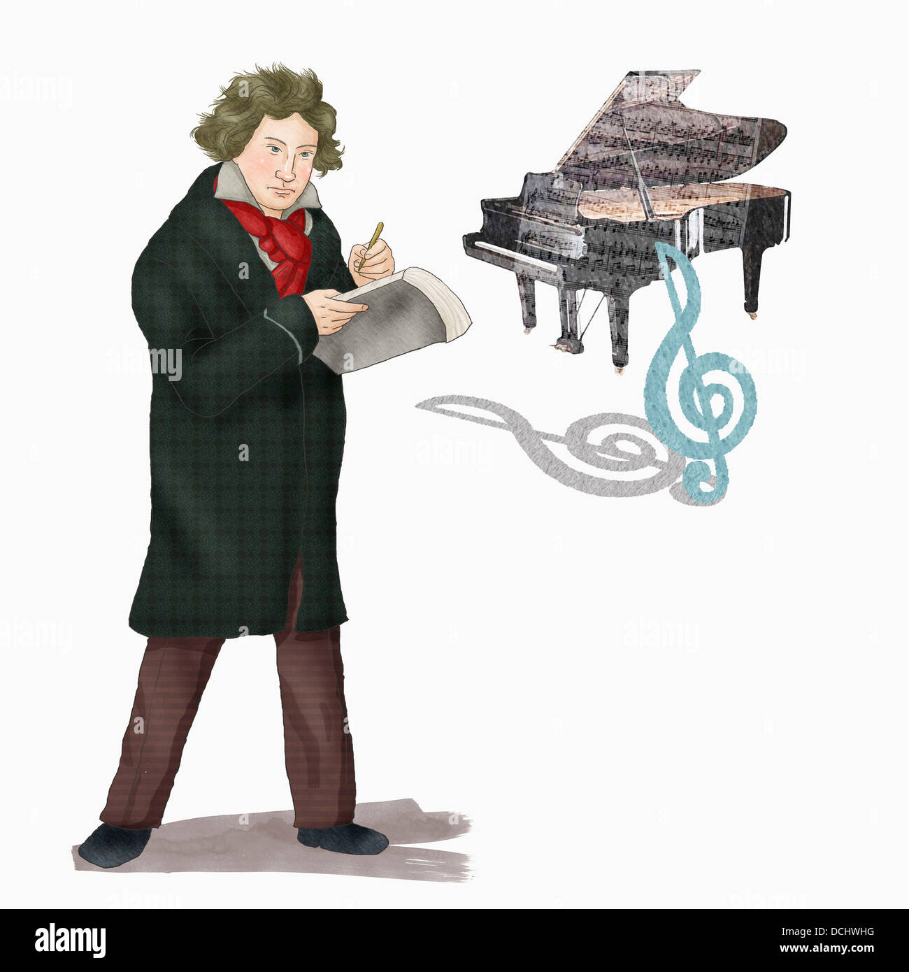 illustration of Beethoven Stock Photo - Alamy
