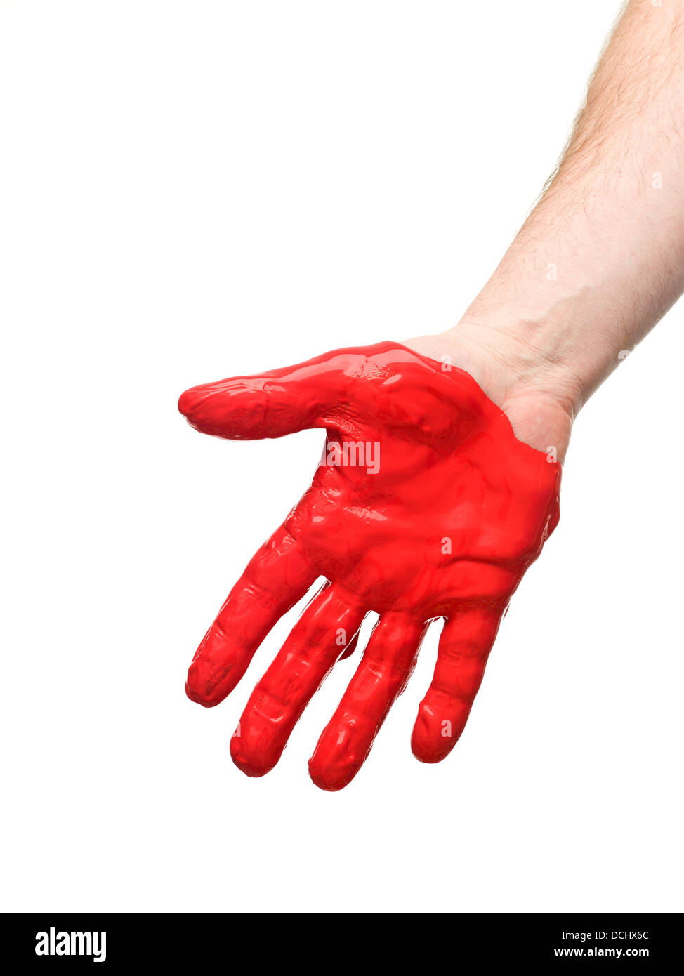 Red painted hand Stock Photo - Alamy