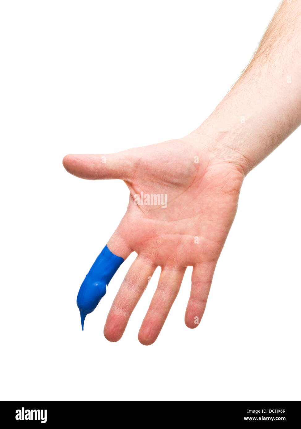 Blue paint on the finger Stock Photo - Alamy