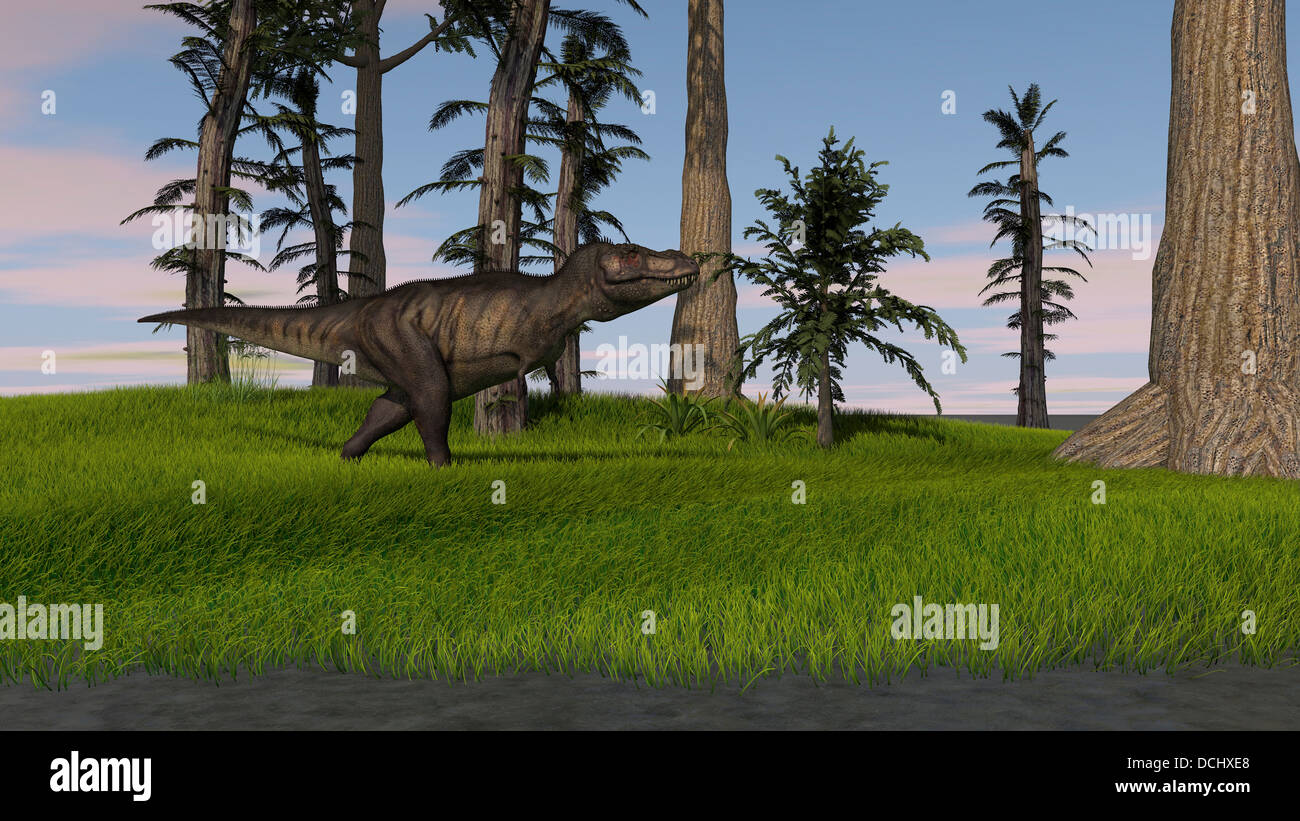 Tyrannosaurus Rex in a grassy field Stock Photo - Alamy