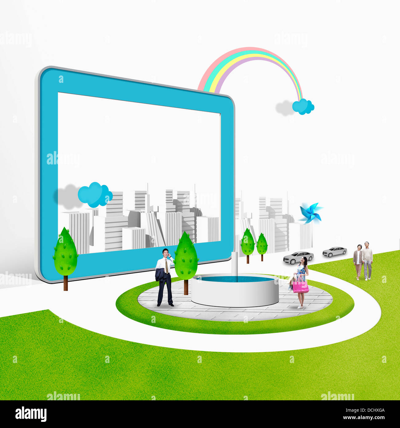 illustration of smart eco city Stock Photo - Alamy