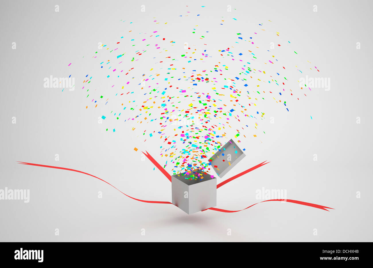 an open box with celebration papers Stock Photo - Alamy