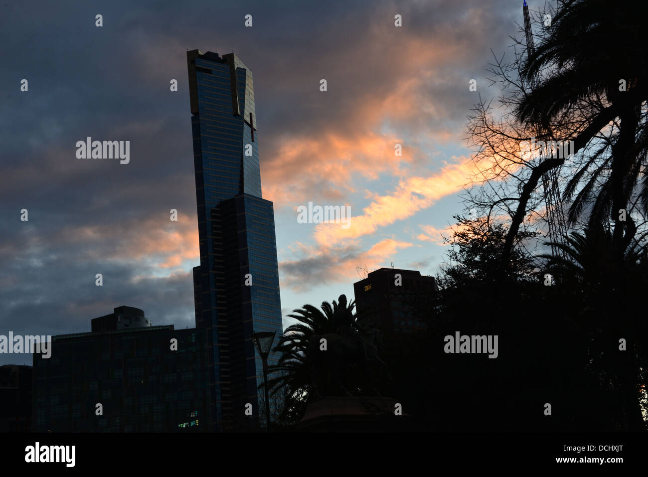Melbourne sky line close up of Eureka tower skyline dusk Stock Photo ...