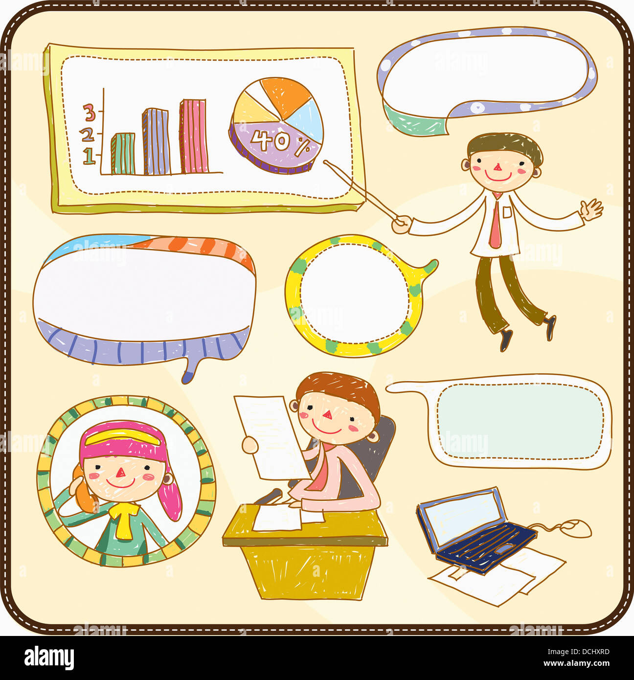 characters with speech bubbles of teaching Stock Photo - Alamy