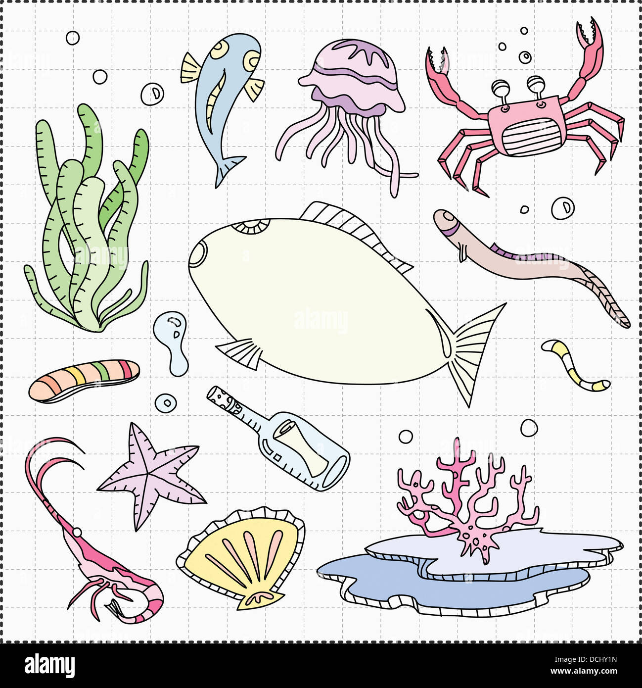 an illustration of sea related objects Stock Photo - Alamy