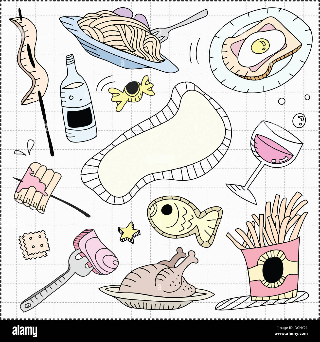 an illustration of food related objects Stock Photo - Alamy