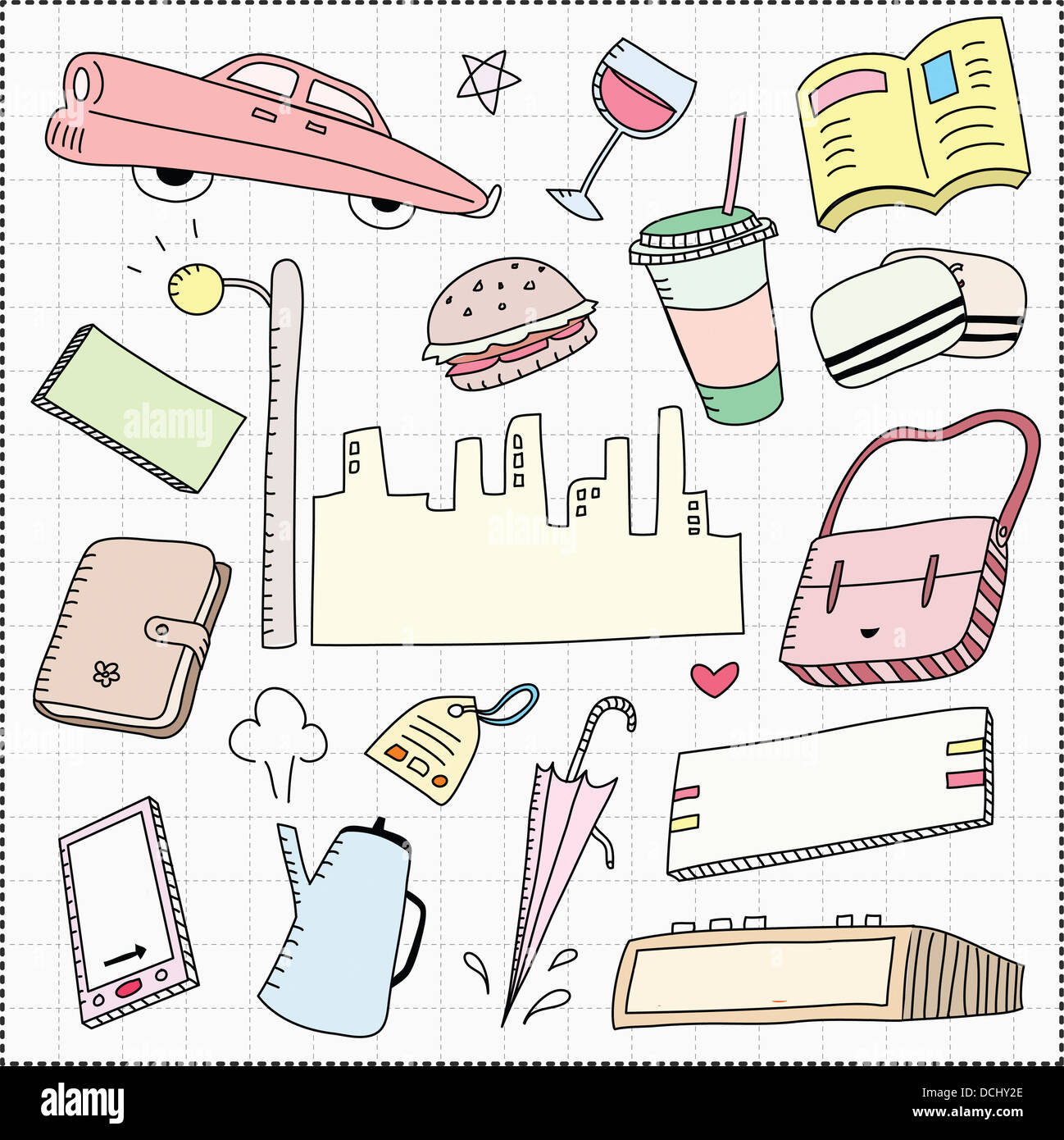 an illustration of holiday related objects Stock Photo - Alamy