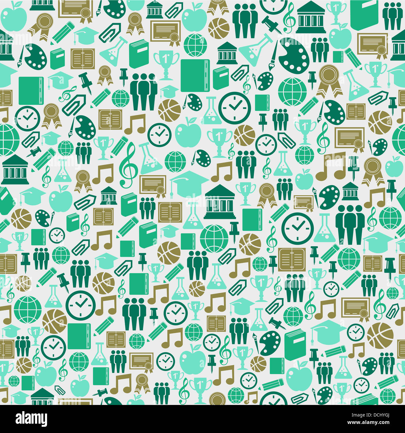 Education green icons back to school seamless pattern background ...