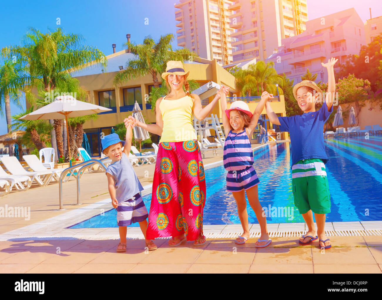 Mother son near pool hi-res stock photography and images - Alamy
