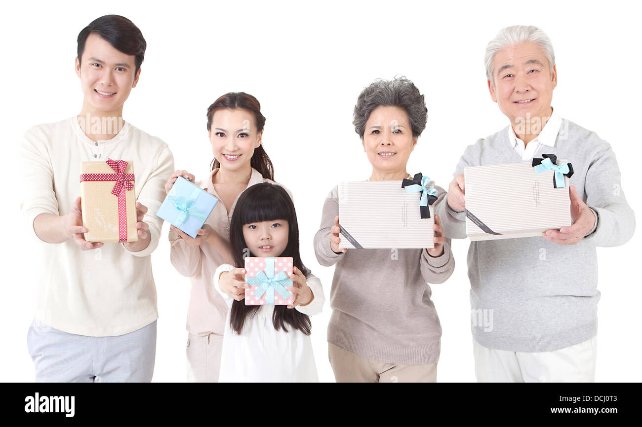 Happy family of five Stock Photo - Alamy