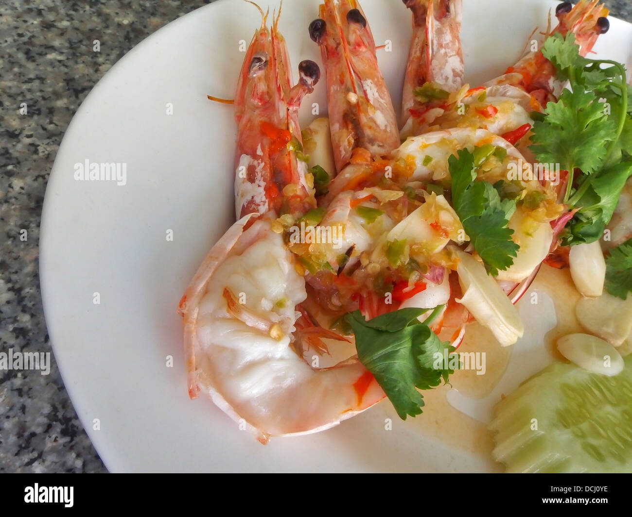 Spicy grilled shrimp Thai cuisine Stock Photo - Alamy