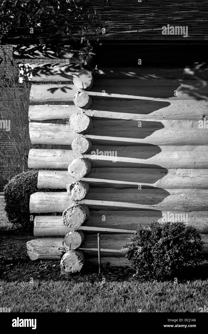 Corner joinery detail for log cabin and elongated horizontal shadow ...