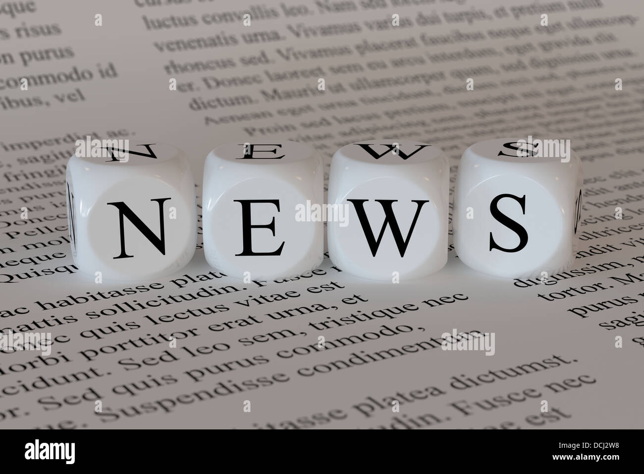 3d illustration of news concept. White boxes on the newspaper ...