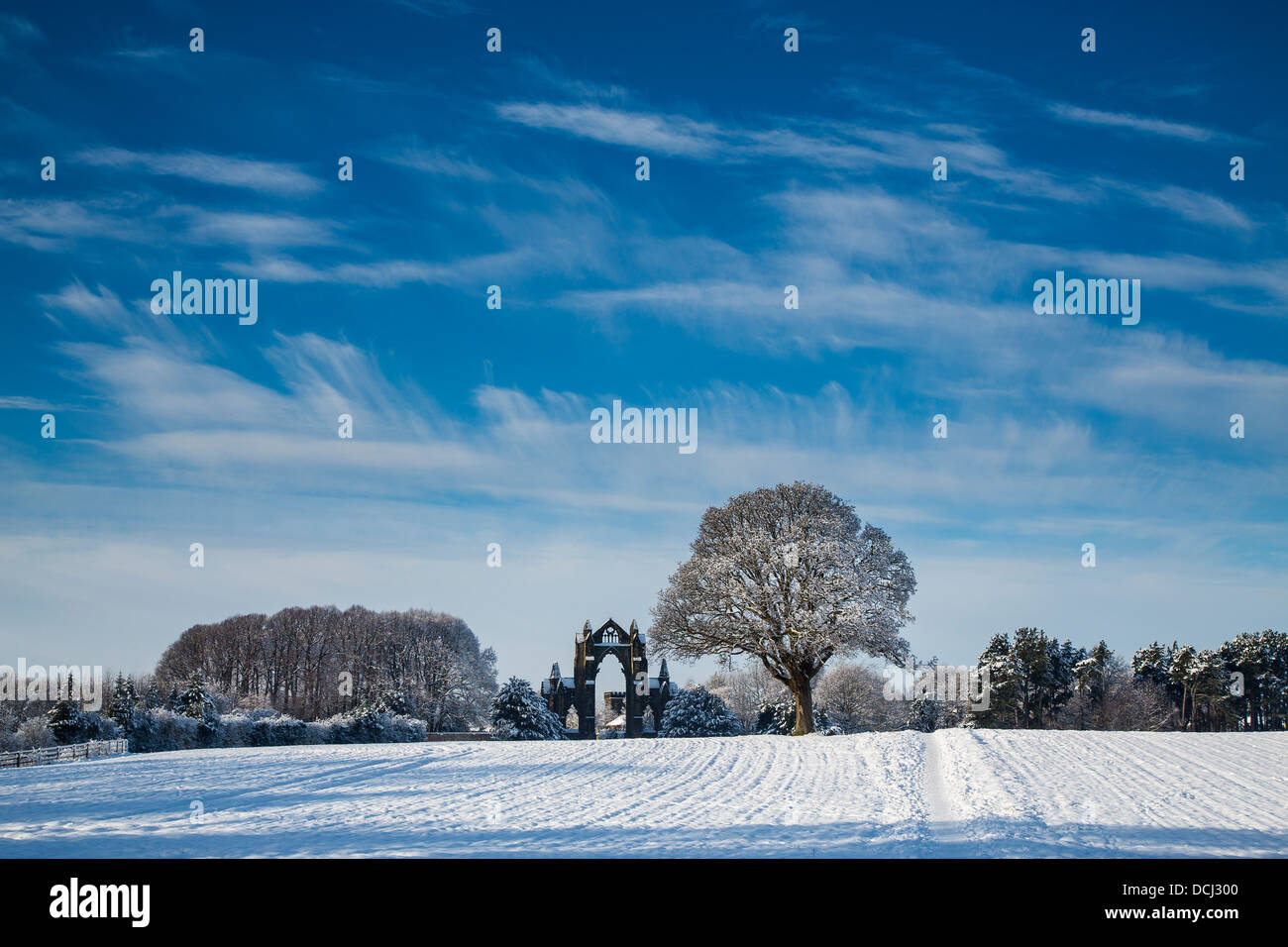 Gisborough Priory in snow, Guisborough Cleveland Stock Photo - Alamy