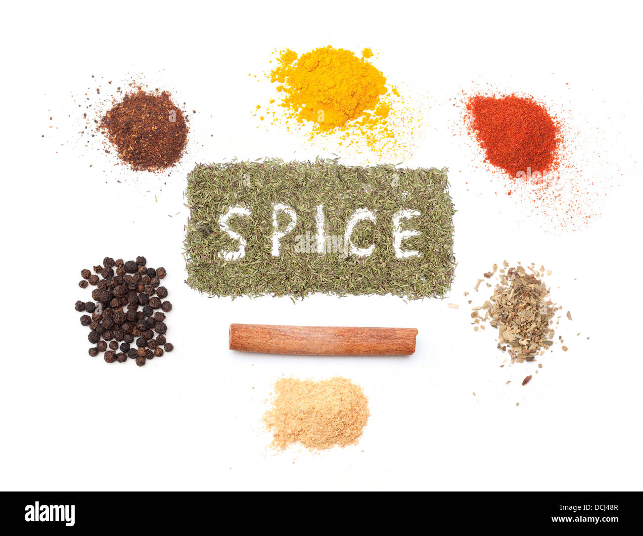 Various kinds of spices isolated on white Stock Photo - Alamy