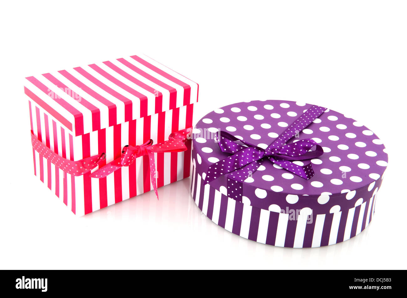 Purple and red striped present Stock Photo - Alamy