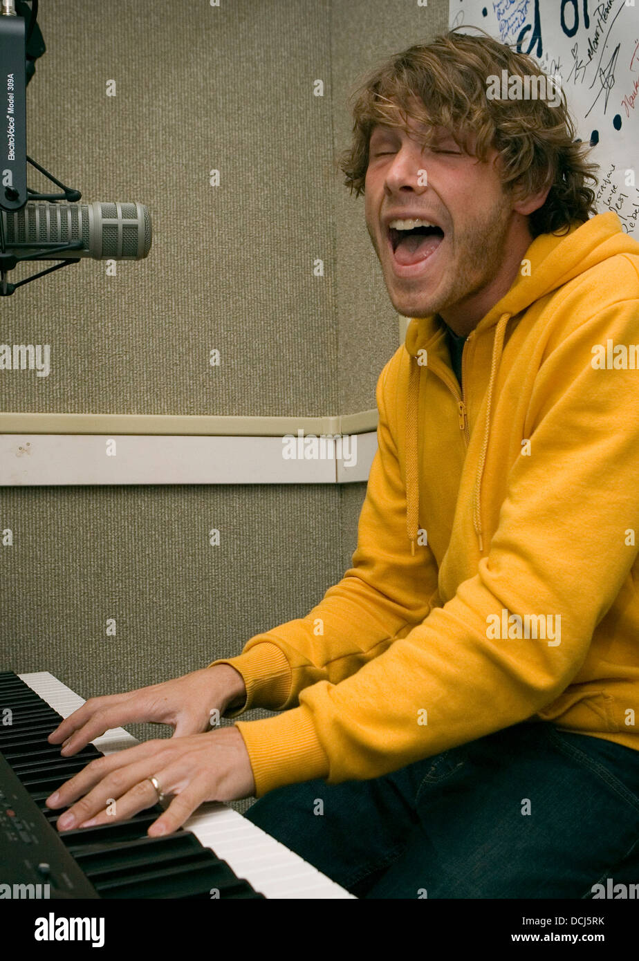 Recording artist Jon McLaughlin performs in a radio studio on March 29 ...