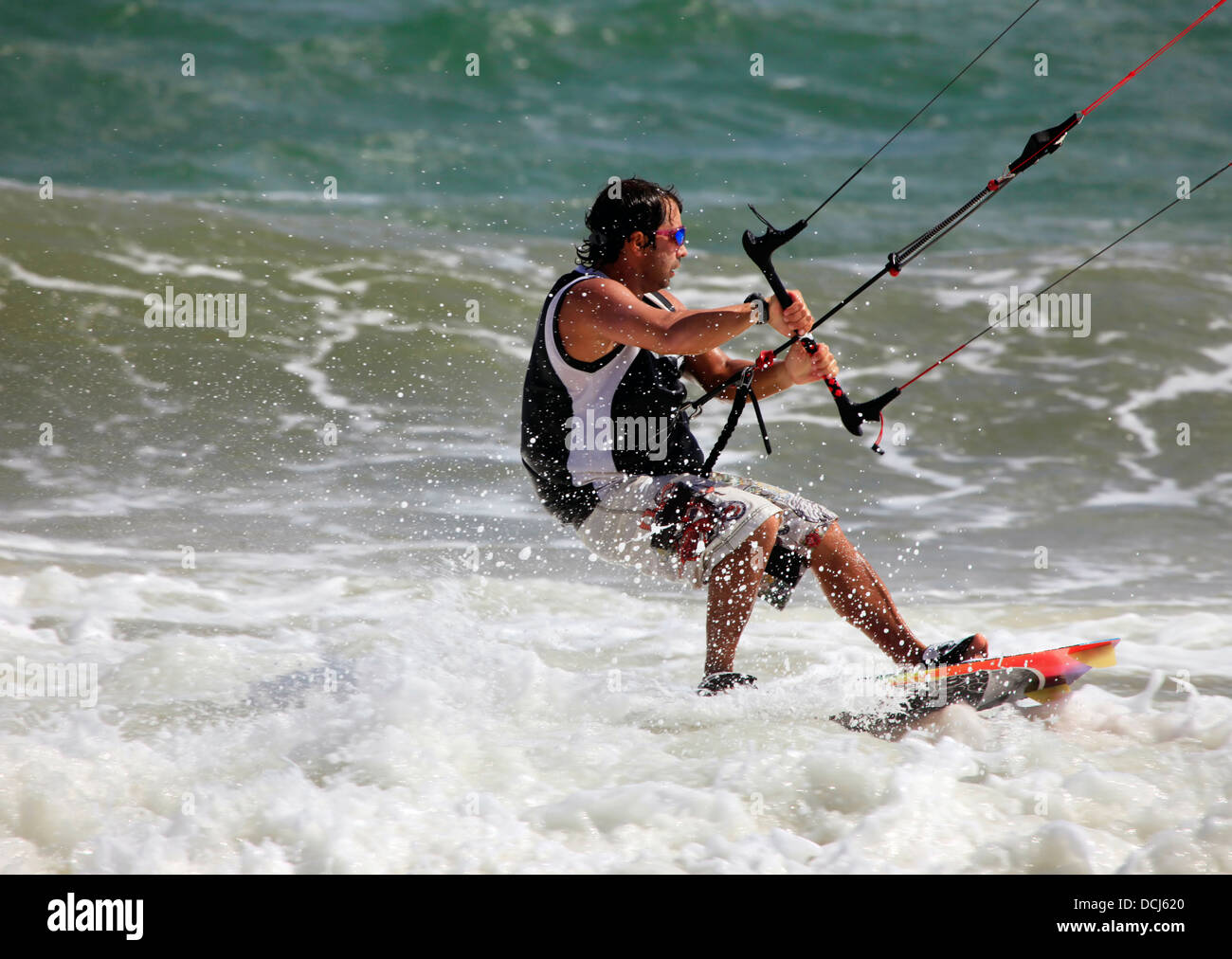 Kitesurfer in action Stock Photo - Alamy