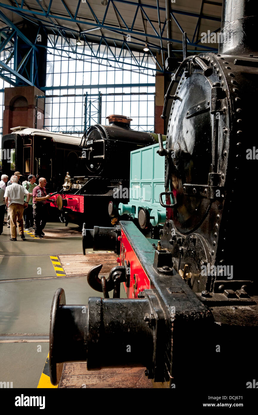 People visitors looking at steam trains locomotives on display National ...